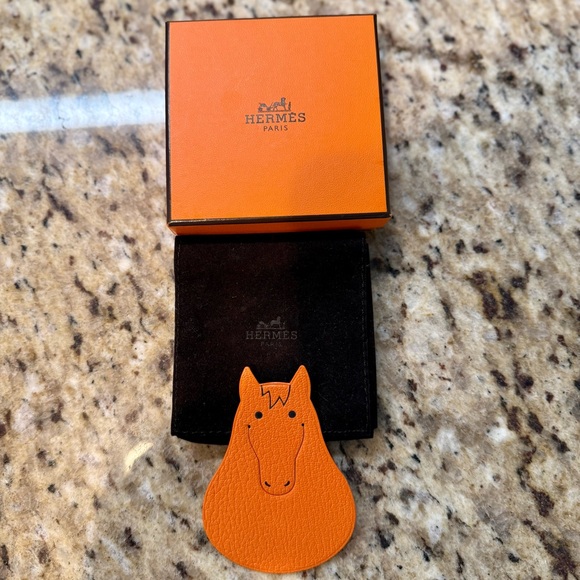 Other | Hermes Orange Horse Leather Bookmark | Poshmark
